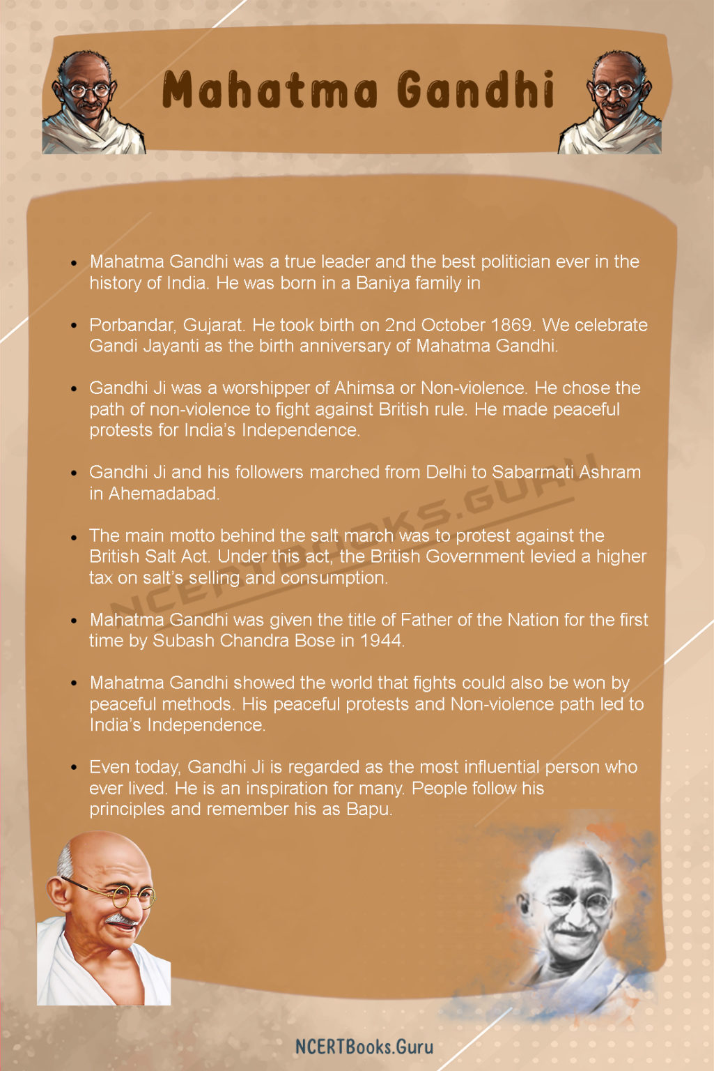 10 Lines about Mahatma Gandhi for Students and Children in English ...