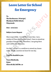 Leave Letter for School Template, Samples | How to Write a Leave ...