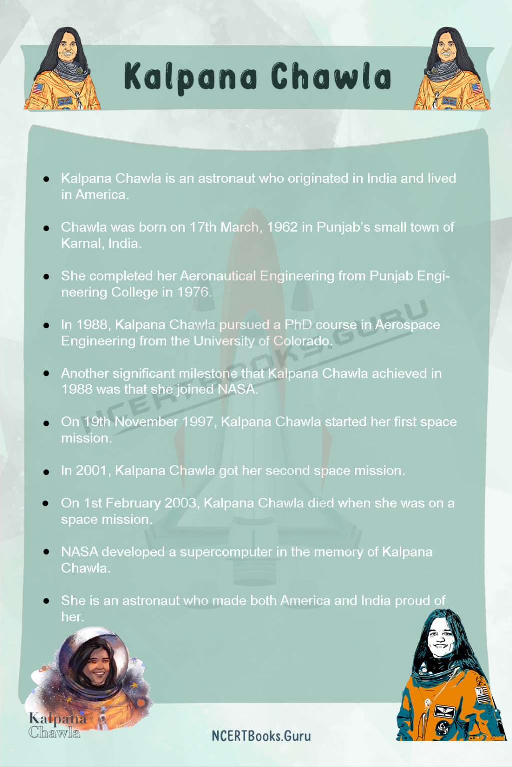 10 Lines on Kalpana Chawla for Students and Children in English - NCERT ...