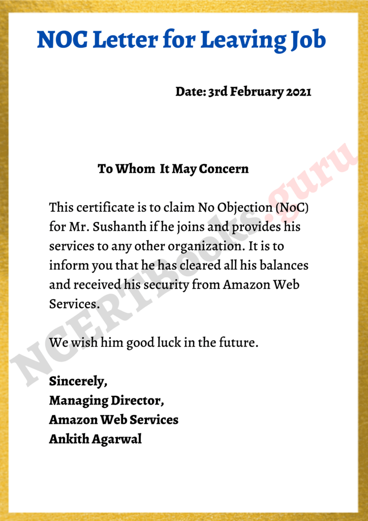 No Objection Letter Format, Template | How to write a NOC Letter?