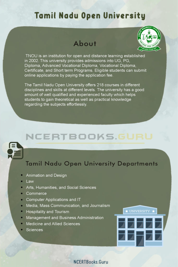 Tamil Nadu Open University Courses List | Eligibility, Admissions, and Fees